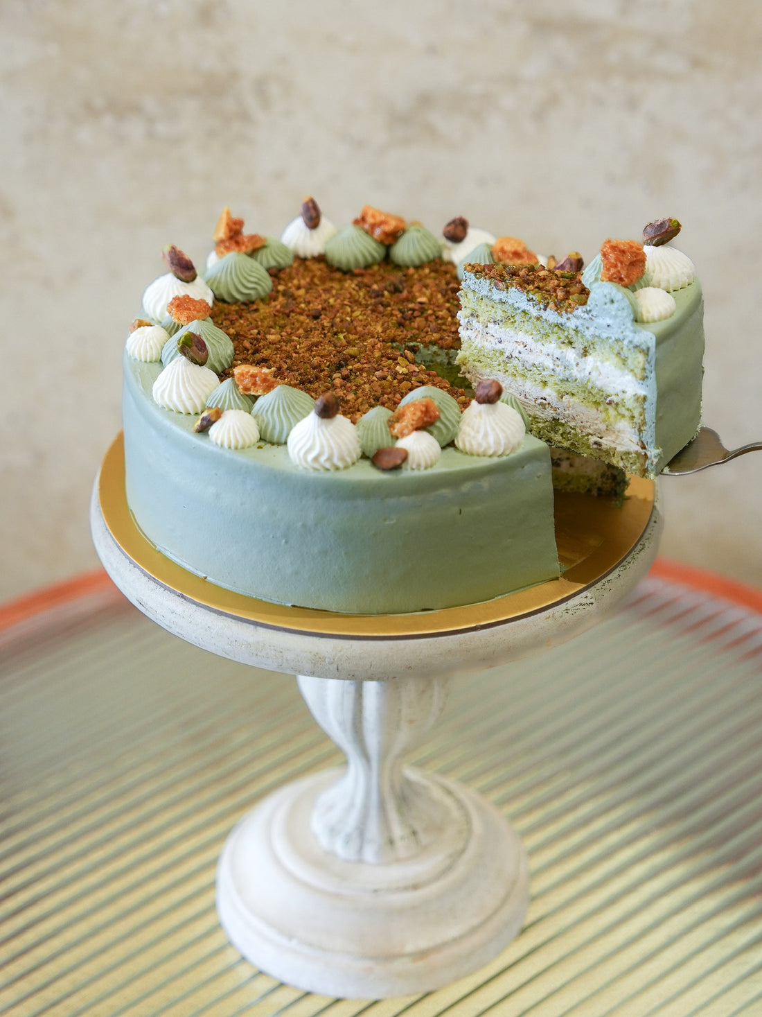 Pistachio Honeycomb Cake – Rise Bakehouse